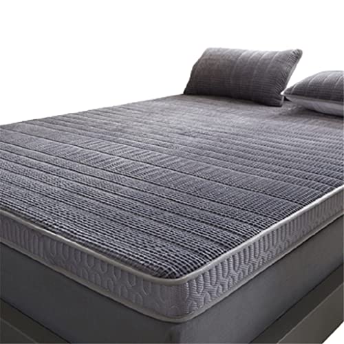 ZPZFDC Memory Foam Mix Latex Filling Mattress Foldable Slow Rebound Tatami Plus Velvet Comfort Cover Bedspreads 4/8cm Thickness (Color : Gray, Size : 150x190x4cm)