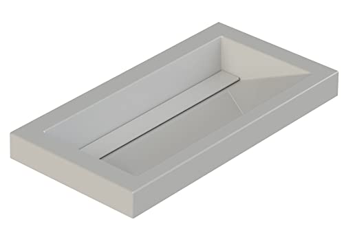 Lift Bridge Kitchen & Bath Assembled Wall-Mount Floating Bathroom Vanity with White Cultured Marble Top Sink Set, 37 in. W x 19 in. D x 29 in. H in Gray with Viteli + Genova Top