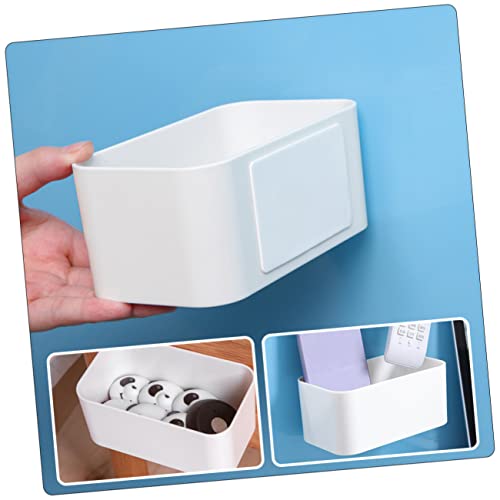UPKOCH 4pcs Wall Storage Box Makeup Organizer Case Self Adhesive Media Box Kitchen Adhesive Box Wall Mounted Shelves Bathroom Shower Shelf Wall-mounted Storage Case Makeup Organizer Stand