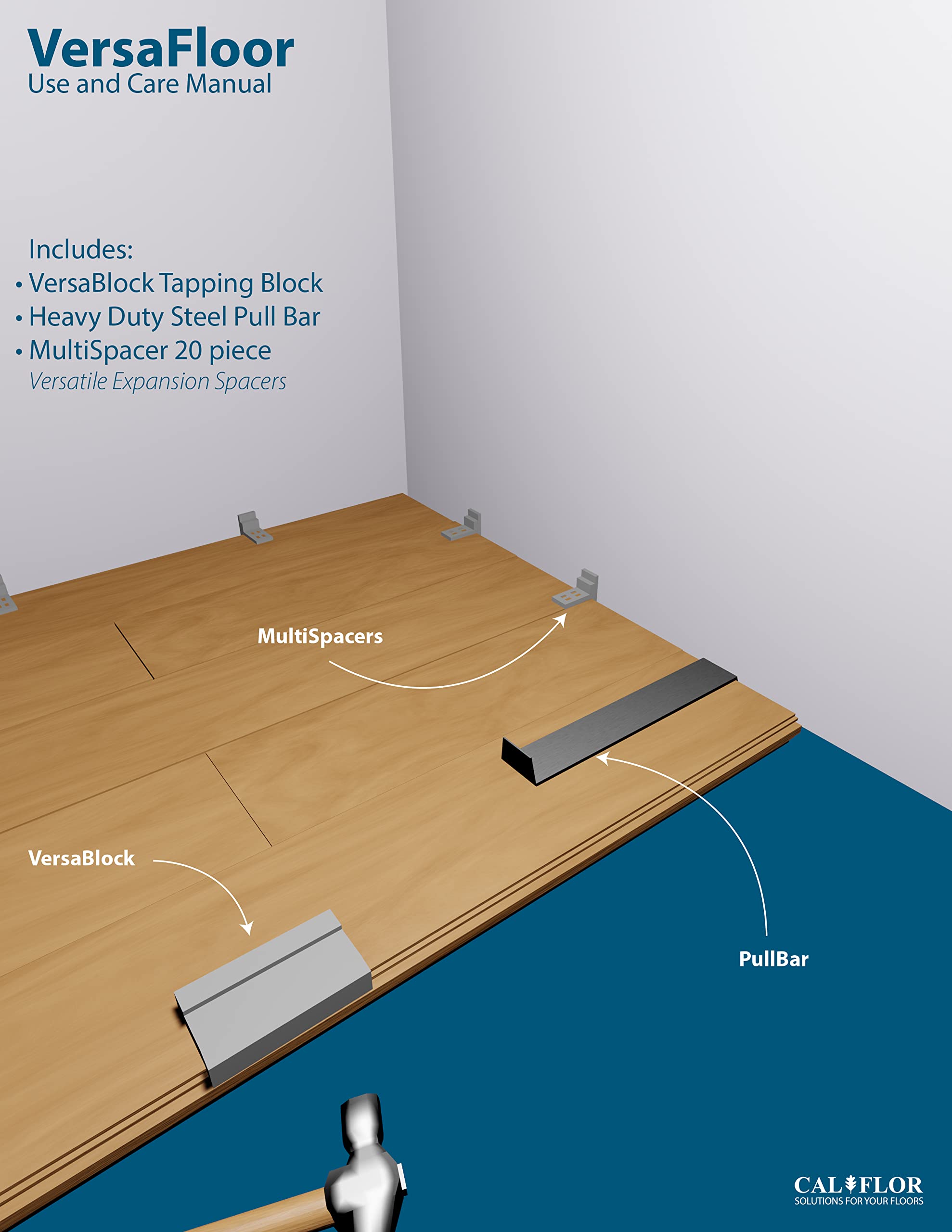 CalFlor KI75160 VersaFloor, Pro Flooring Installation Kit with VersaBlock Tapping Block and MultiSpacers Versatile Expansion Spacers for Wood, Laminate, Vinyl & Click Tile (VersaFloor)