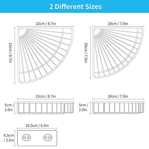 SMARTAKE 2 Pack Corner Shower Caddies 13-Piece Drawer Organizers - SUS304 Shower Caddies, Plastic Storage Organizer with Non-Slip Pads for Toilet, Dorm and Kitchen