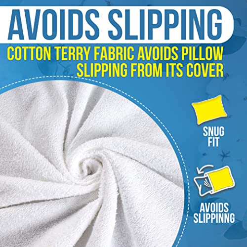 Dreamology Pillow Protectors, Cotton Terry Zippered, 100% Water Proof & Hypoallergenic, Extend Pillow Life by 3X, Breathable, Waterproof Pillow Case Cover (Cotton, Pack 4 - Standard [20x26])