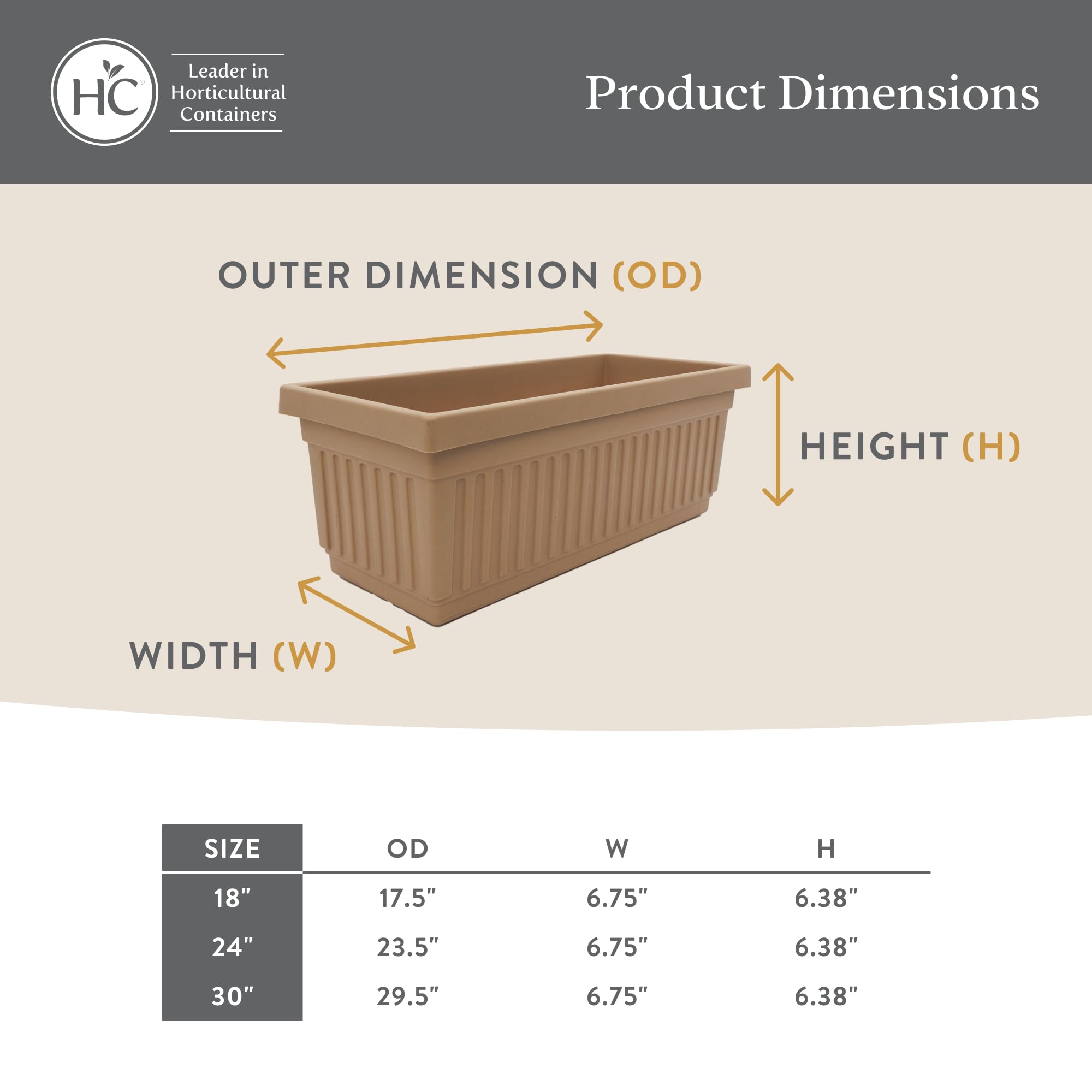 The HC Companies 30 Inch Venetian Rectangular Window Planter Box - Lightweight Plastic Indoor Outdoor Plant Pot with Drainage for Windowsill, Herbs, Flowers, Black