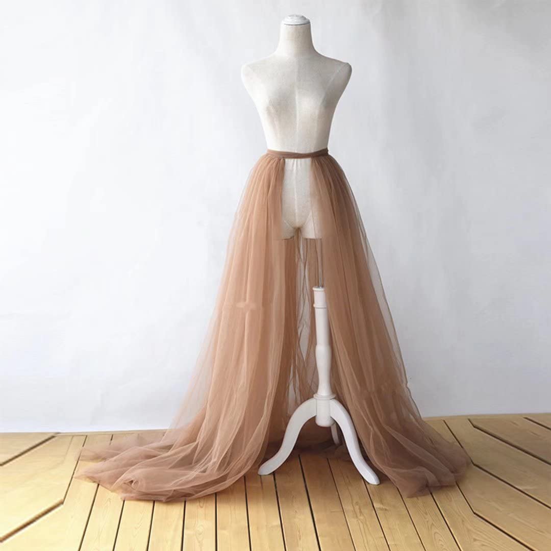 UATULT Detachable Wedding Train Only Length 66" Wedding Maxi Tulle Skirts Floor Length Overskirt for Bridal Party White