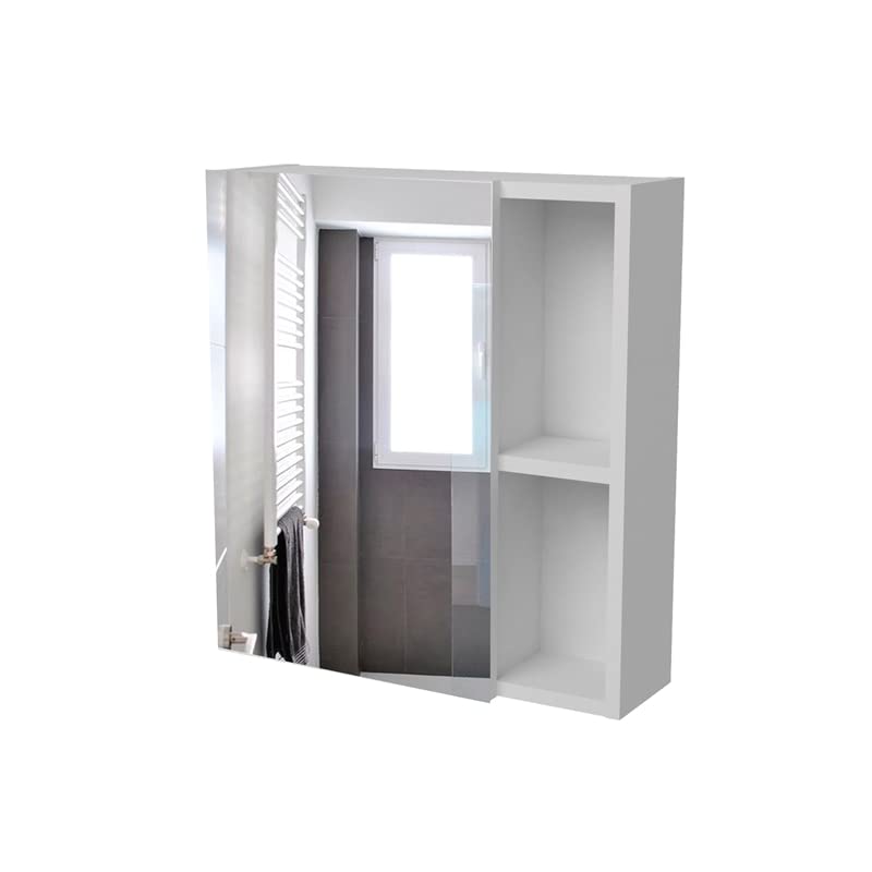 TuHome White Modern Engineered Wood Labelle 19" Mirror Medicine Cabinet