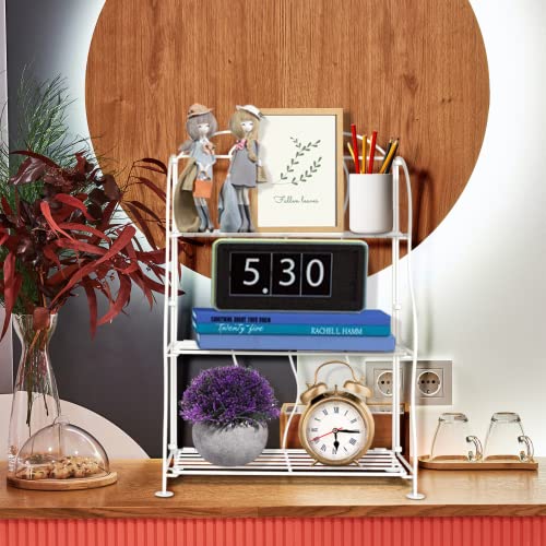 TOBEFORT Spice Rack Organizer for Cabinet, 3-Tier Expandable Countertop Seasoning Rack, Bottle Organizer and Storage for Bathroom Home Kitchen Pantry and Office, Metal, White