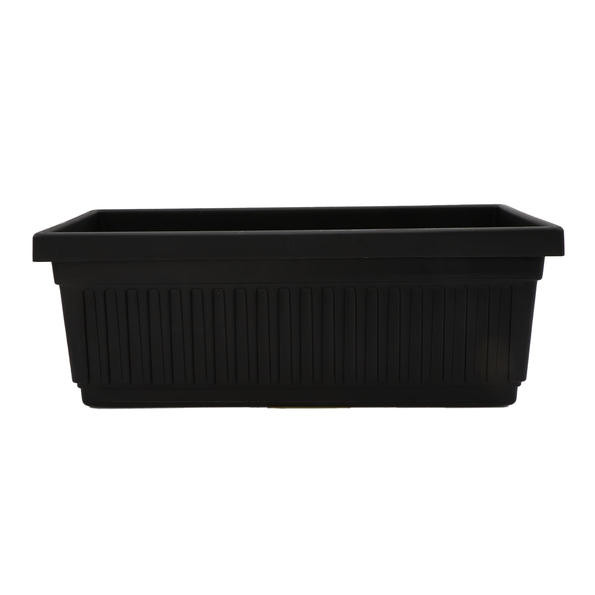 The HC Companies 30 Inch Venetian Rectangular Window Planter Box - Lightweight Plastic Indoor Outdoor Plant Pot with Drainage for Windowsill, Herbs, Flowers, Black