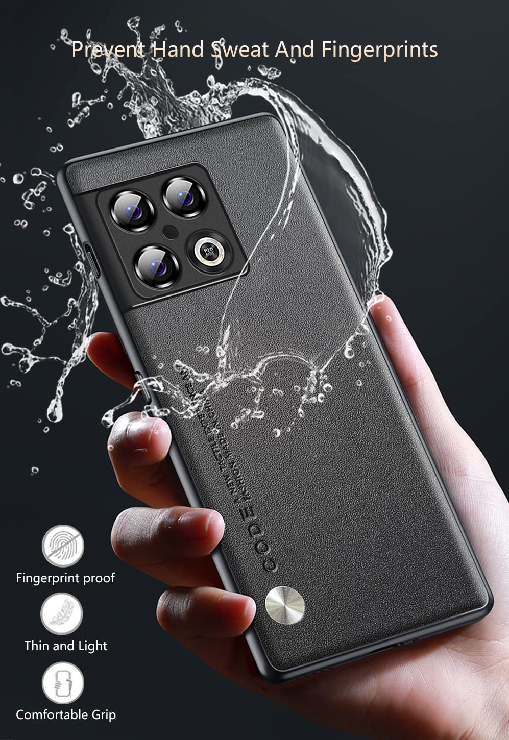 Puxssul for OnePlus 10 Pro 5G Case, Soft TPU Artificial Leather case,Extremely Light Ultra-Light Camera Protection Leather Cover Case for OnePlus 10 Pro 5G (Black)