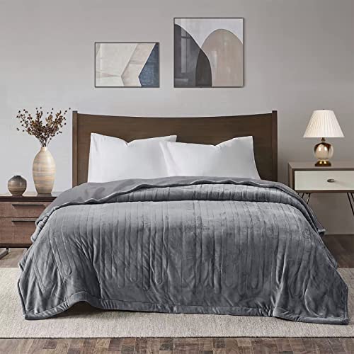 Sunvivi Heated Blanket King Size, Heating Electric Throw Blanket Dual Control, 5 Years Warranty, 10 Heat Settings, 12 Hours Auto Off, Machine Washable, ETL Certified, Overheating Protection, Grey