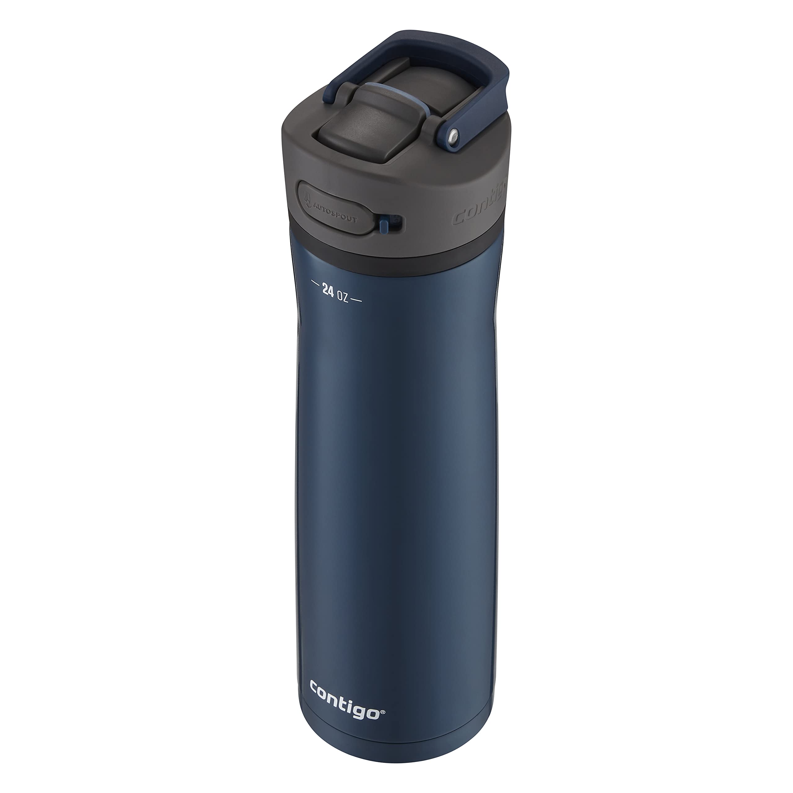 Contigo Ashland Chill 24oz Stainless Steel Water Bottle with Leakproof Lid & Straw, Smart Temperature Technology Keeps Beverages Hot and Cold, Ideal for Travel, Work, School - Silver Finish