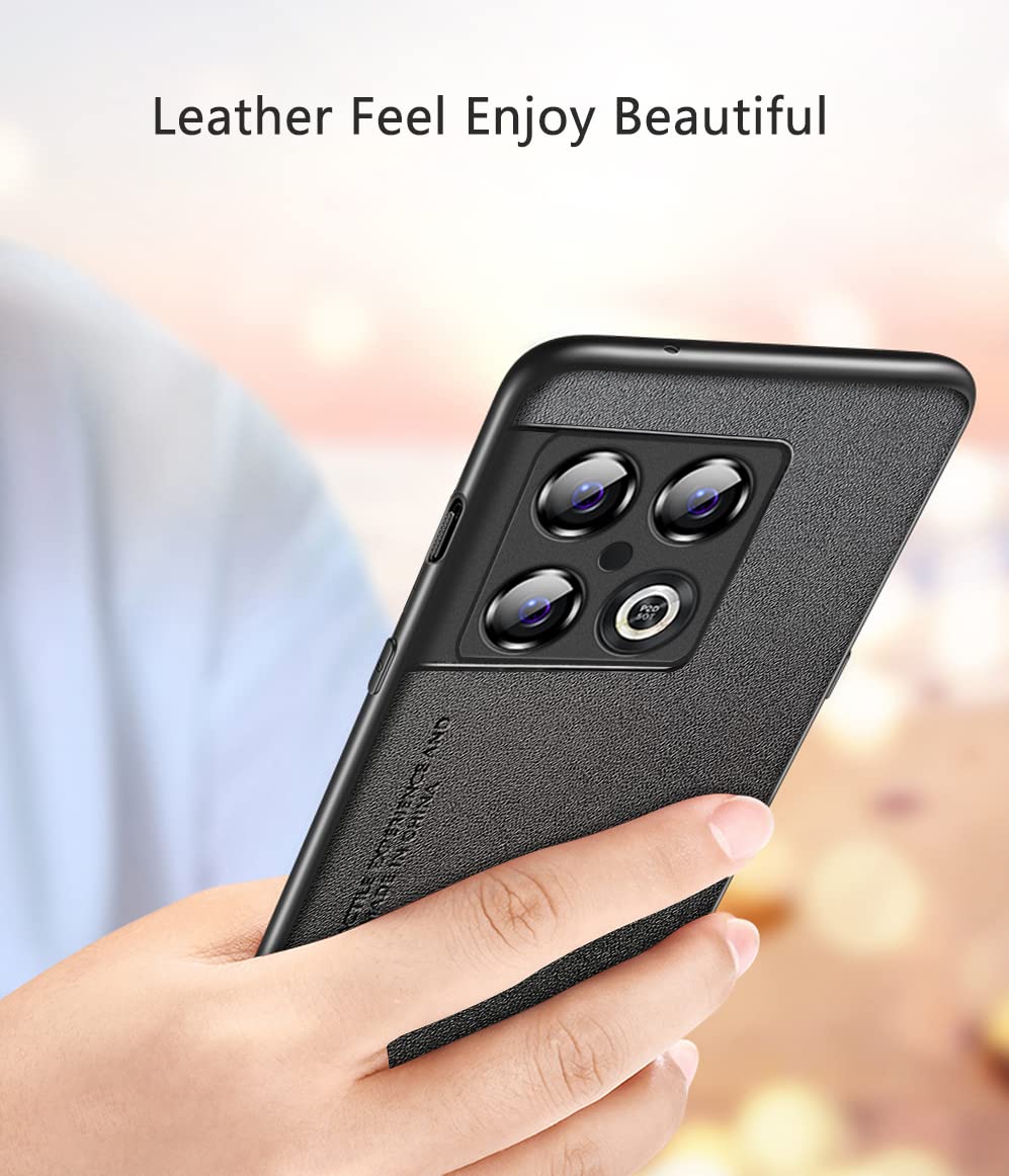 Puxssul for OnePlus 10 Pro 5G Case, Soft TPU Artificial Leather case,Extremely Light Ultra-Light Camera Protection Leather Cover Case for OnePlus 10 Pro 5G (Black)