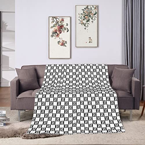 DPFQSKY Luxurious Plaid H Blanket for Bed Sofa- Funny H&$ Checkered Cozy Blanket Warm Bed Blanket- Super Soft Warm Flannel Throw Blanket- 60"X50"Black