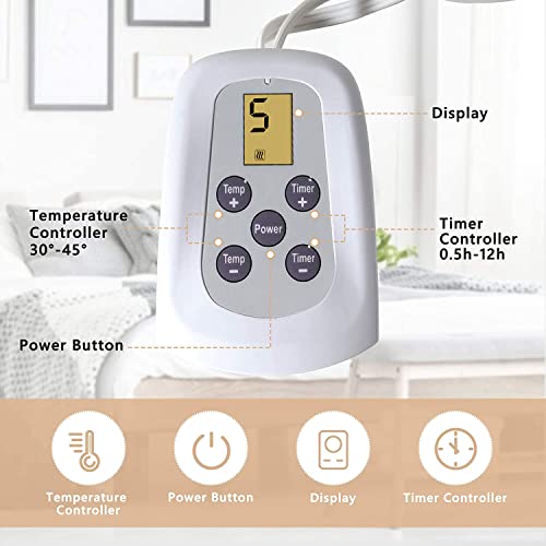 Sunvivi Heated Blanket King Size, Heating Electric Throw Blanket Dual Control, 5 Years Warranty, 10 Heat Settings, 12 Hours Auto Off, Machine Washable, ETL Certified, Overheating Protection, Grey