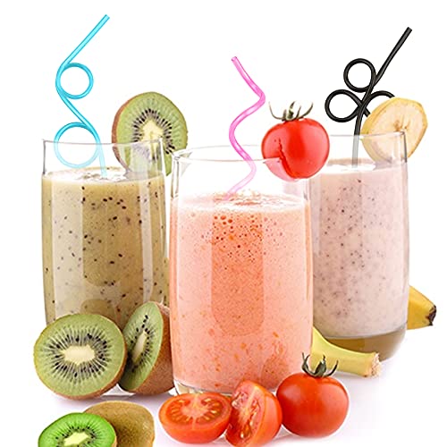 VOKOY 60pcs Crazy Loop Straws, Colorful Reusable Drinking Straws Funny Straws for Kids, Birthday Party, Parties, Carnivals