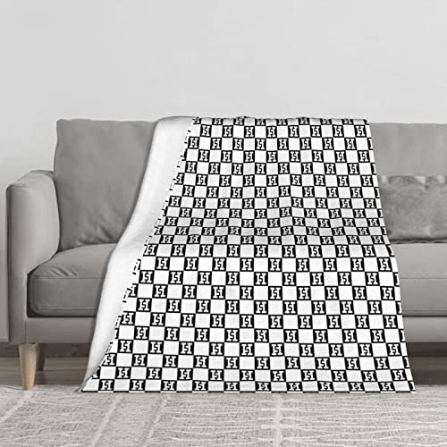 DPFQSKY Luxurious Plaid H Blanket for Bed Sofa- Funny H&$ Checkered Cozy Blanket Warm Bed Blanket- Super Soft Warm Flannel Throw Blanket- 60"X50"Black