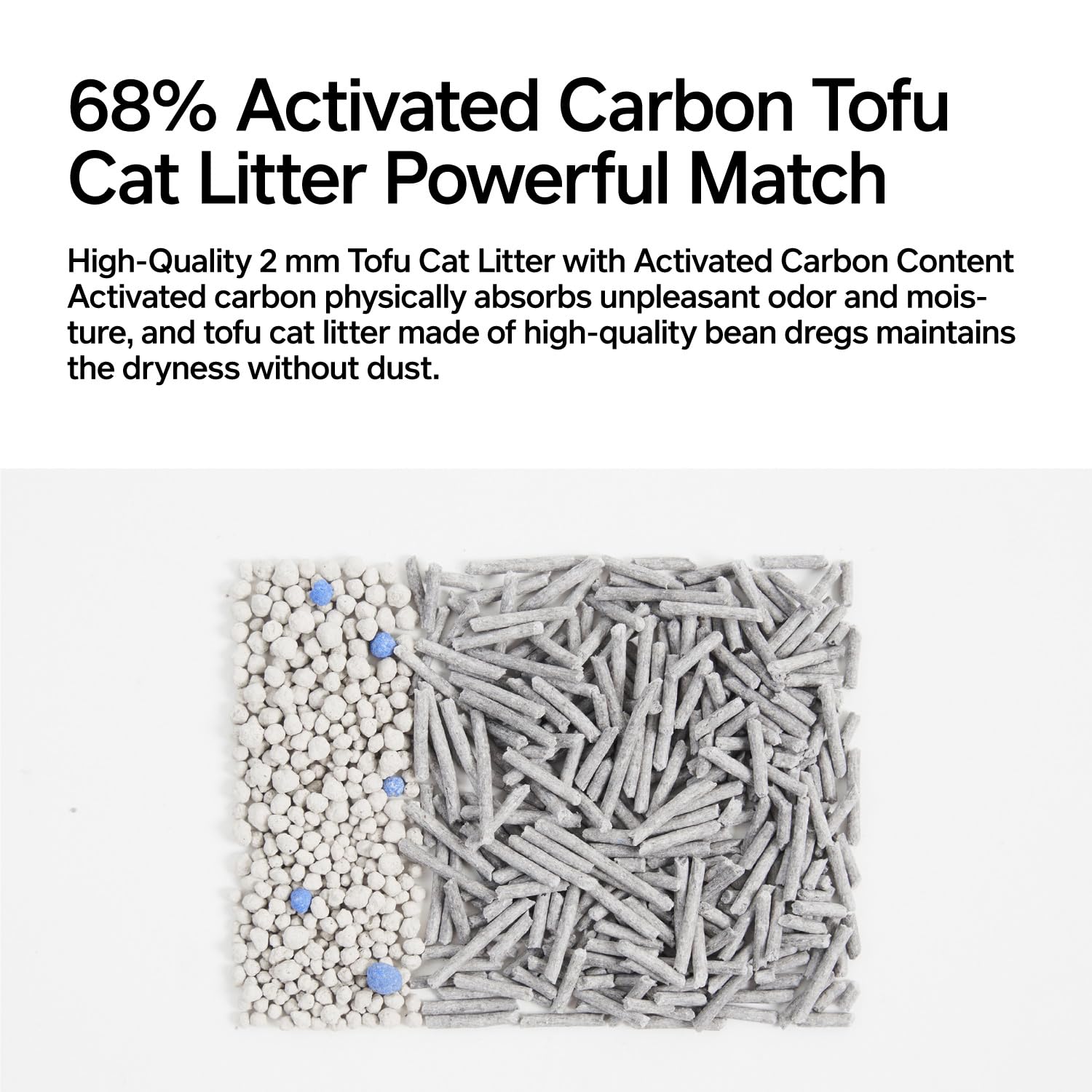 pidan Mixed Cat Litter Tofu with Activated Carbon Bentonite Flushable Odor Free Absorbent and Fast Drying Selected Quality Pea Dregs Solubility in Water Vacuum Package (6L-5.3lb/Bag, 1bag)
