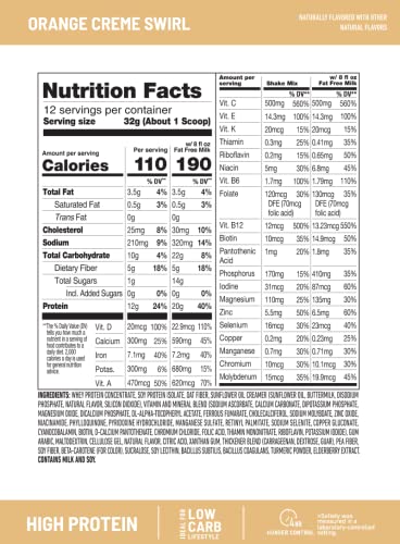 SlimFast Meal Replacement Smoothie Mix, Orange Cream Swirl, Immunity High Protein Powder, 12 Servings (Pack of 2)