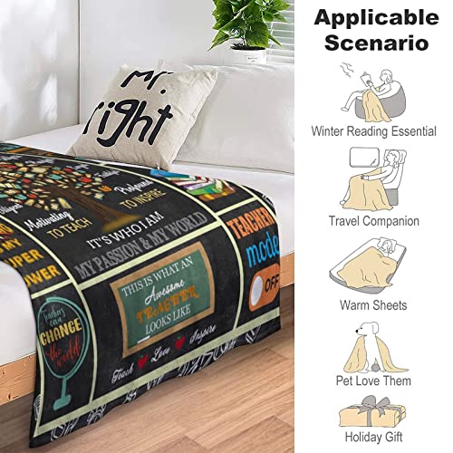 Teacher Blanket Gifts for Teachers - Lightweight Soft Throws Blankets for Teacher Appreciation Teacher's Day Birthday Back to School Retirement Gift Ideas 50"X40"