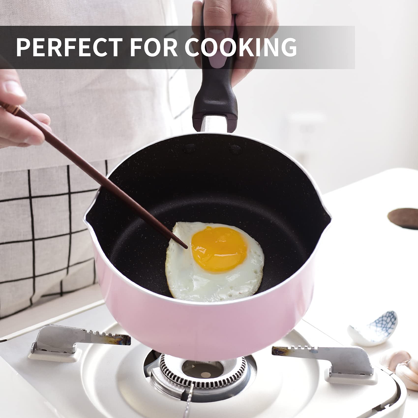 HooJay Nonstick Saucepan Set with Lid, Non Stick 1Qt & 2Qt Sauce Pan Set with Glass Lid Small Pot for Home Kitchen