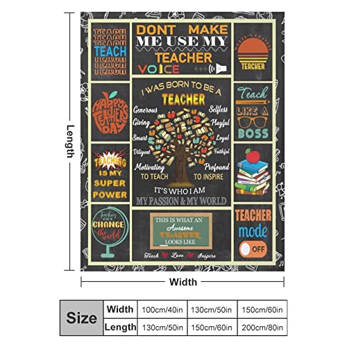 Teacher Blanket Gifts for Teachers - Lightweight Soft Throws Blankets for Teacher Appreciation Teacher's Day Birthday Back to School Retirement Gift Ideas 50"X40"