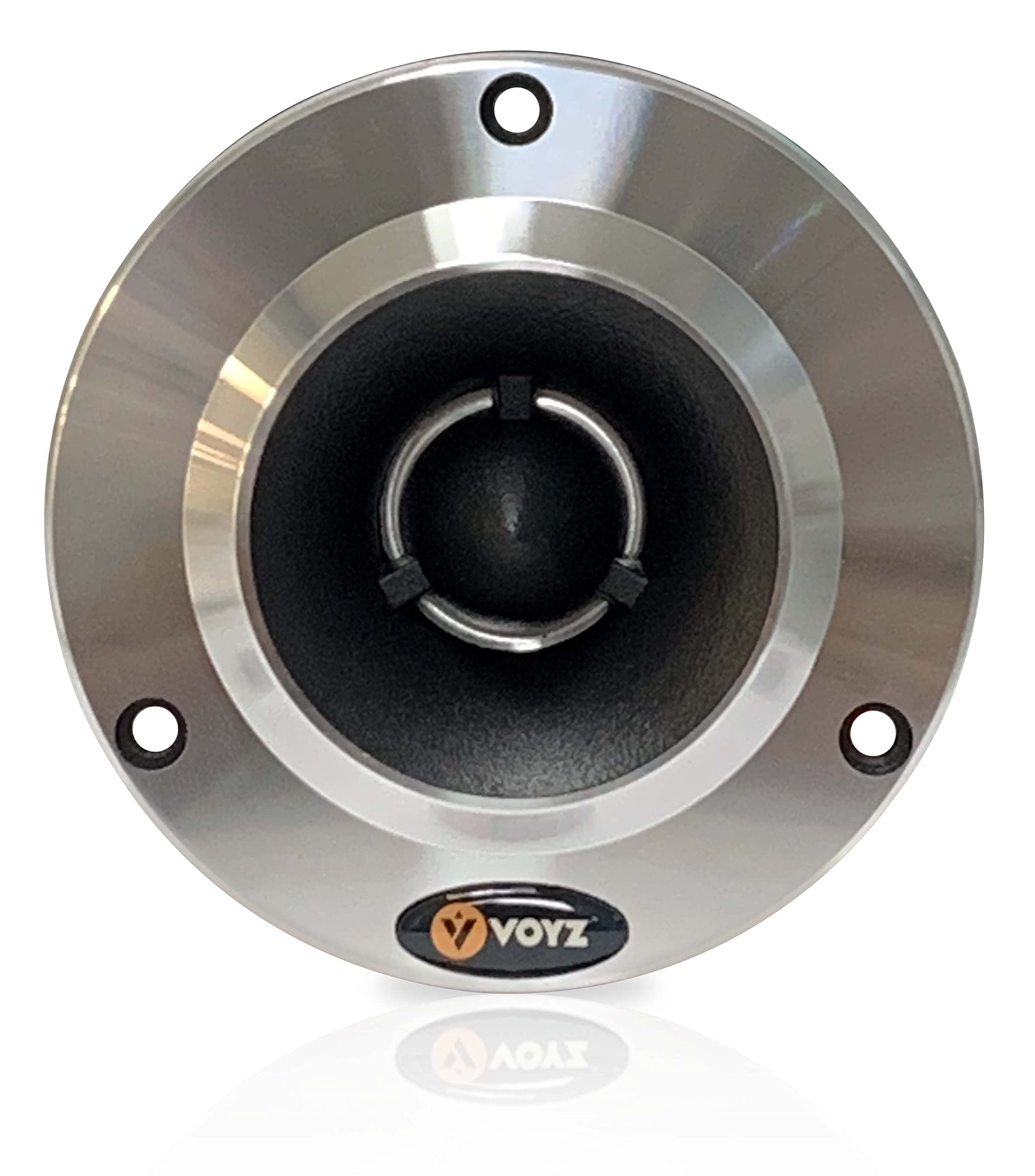 VOYZ 400 Watt Super Tweeter 2KHz - 20KHz - 1” Super Horn Heavy Duty Bullet Tweeter Titanium Diaphragm 4 ohms Chrome Finish with Crossover Capacitor (1 Pair)