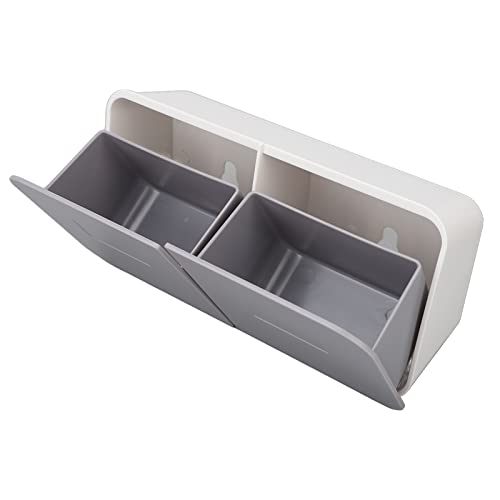 Wall Mounted Qtip Holder, 2 Grids Clamshell Dust Proof Cotton Swab Holder for Home Kitchen Bathroom Office