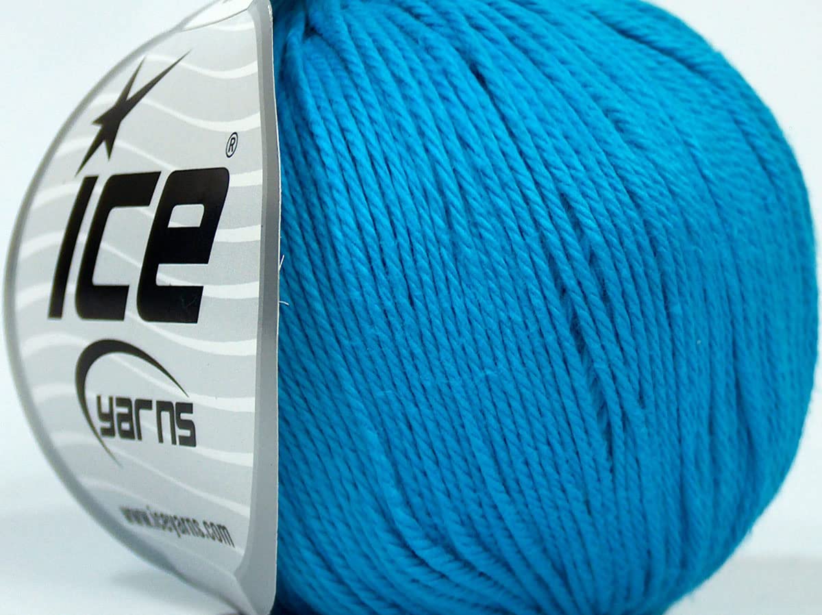 Lot of 8 Skeins Ice Yarns Baby Cotton (100% Giza Cotton) Yarn Blue
