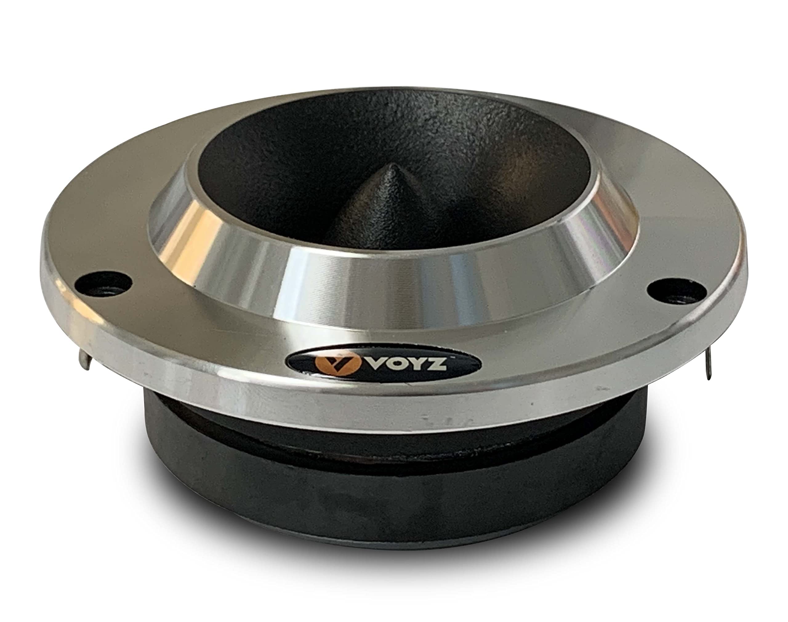 VOYZ 400 Watt Super Tweeter 2KHz - 20KHz - 1” Super Horn Heavy Duty Bullet Tweeter Titanium Diaphragm 4 ohms Chrome Finish with Crossover Capacitor (1 Pair)
