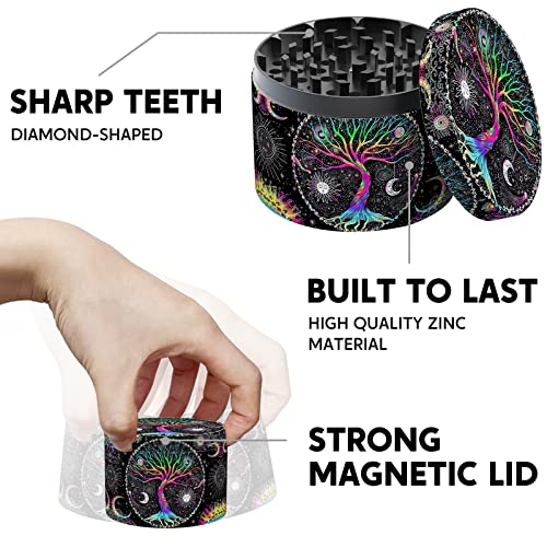 JOYTOP Boho Grinder, 2.5 inch Tree of Life Aesthetic Moon and Sun Grinder (Multicolored)