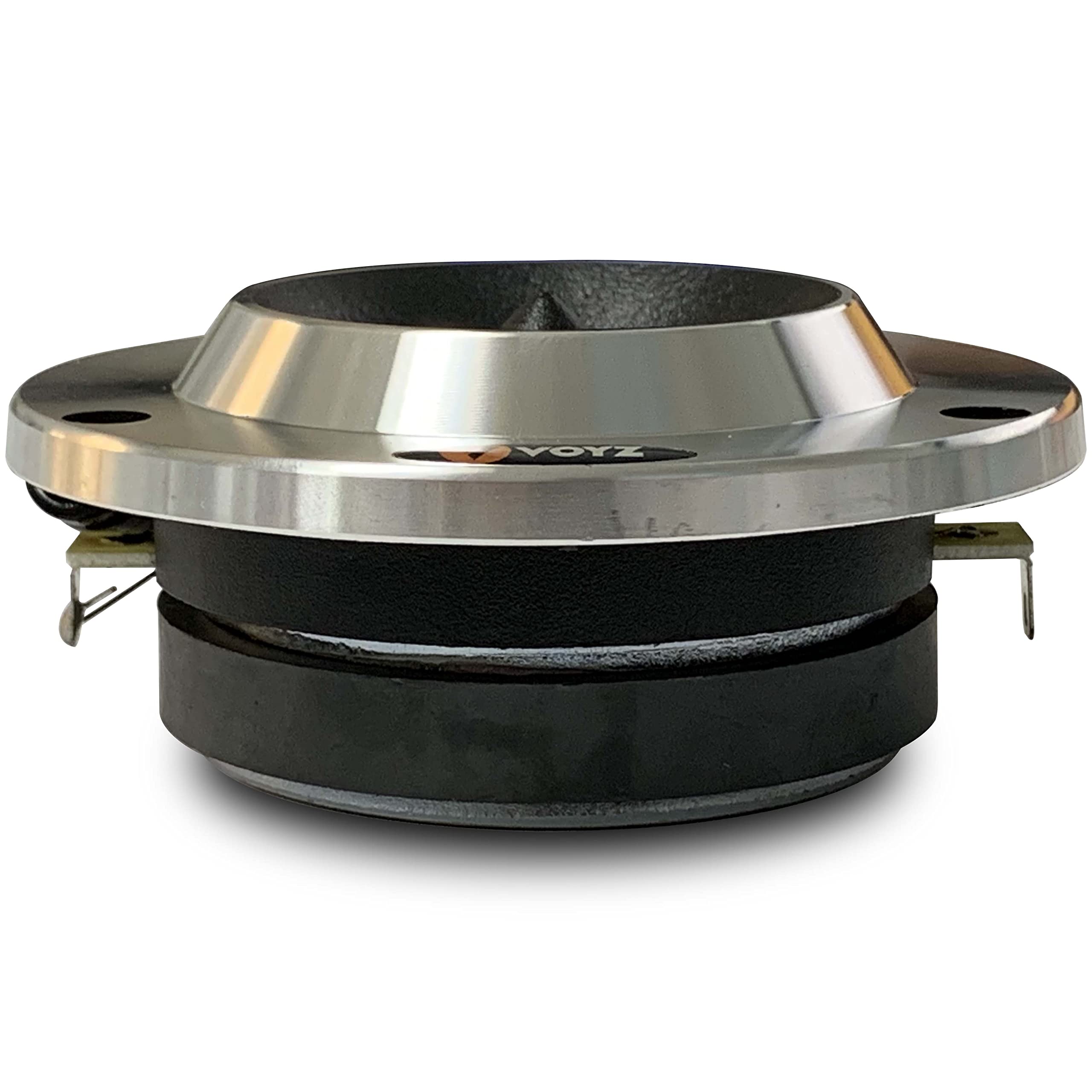 VOYZ 400 Watt Super Tweeter 2KHz - 20KHz - 1” Super Horn Heavy Duty Bullet Tweeter Titanium Diaphragm 4 ohms Chrome Finish with Crossover Capacitor (1 Pair)