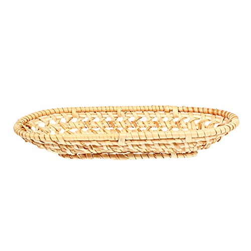 Holibanna Rattan Woven Storage Tray Guest Towel Tray Napkin Holder Sundries Basket Tabletop Organizer for Vanity Bathroom Tea Table
