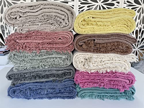 Muslin Blanket 100% Cotton, 4 Layers Bedspread, Soft Turkish Cotton Muslin Bed Cover, Reversible Coverlet, Ivory (King Size 95x102-230x260cm)