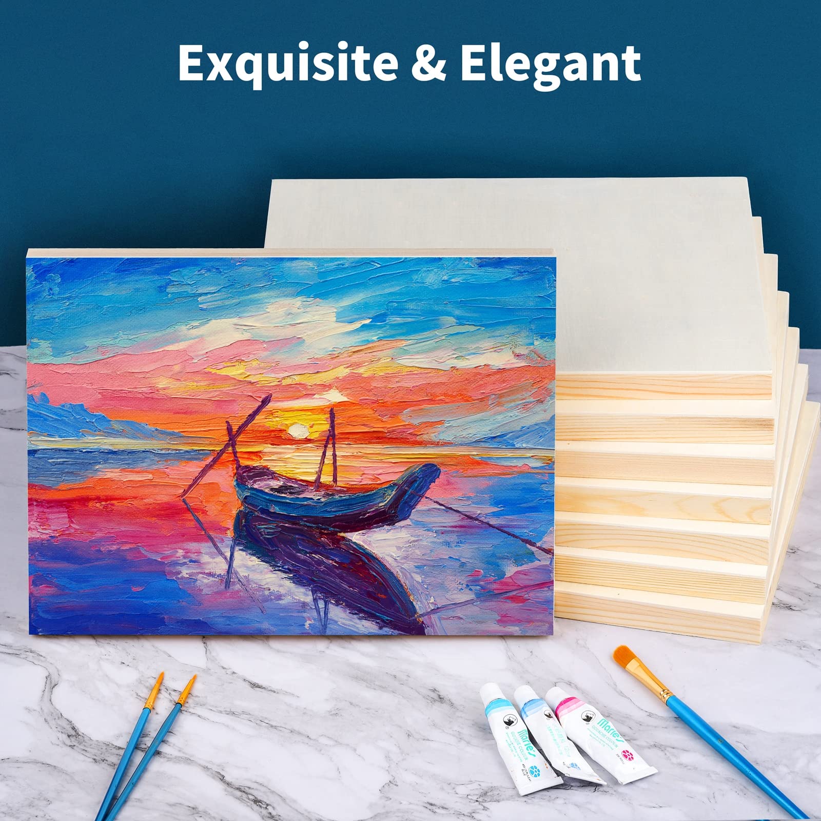 ADXCO 8 Pack Wood Panels 9 x 12 inch Wooden Canvas Board Unfinished Wooden Panel Boards for Painting, Arts, Pouring Use with Oils, Acrylics