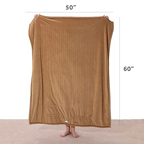 Sunbeam Royal Mink Sherpa Honey Heated Personal Throw / Blanket, Cozy-Warm, Adjustable Heat Settings