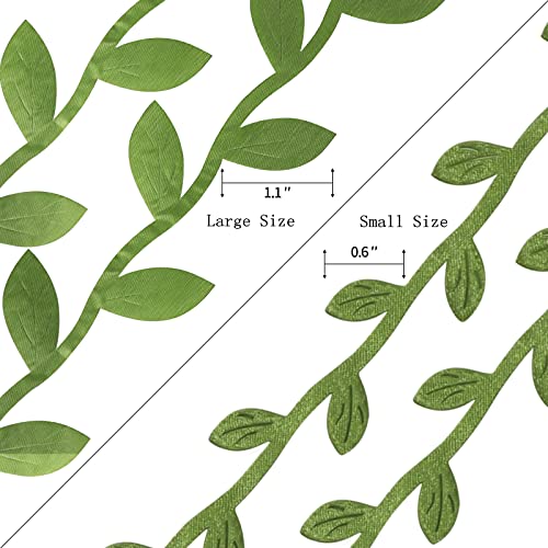 Hecaty 66 ft Large Leaf Ribbon, Artificial Eucalyptus Garland Rattan Leaf String, Decorative Jungle Plant Green, Suitable for Baby Shower Home Wedding Party Balloon Garland DIY Craft