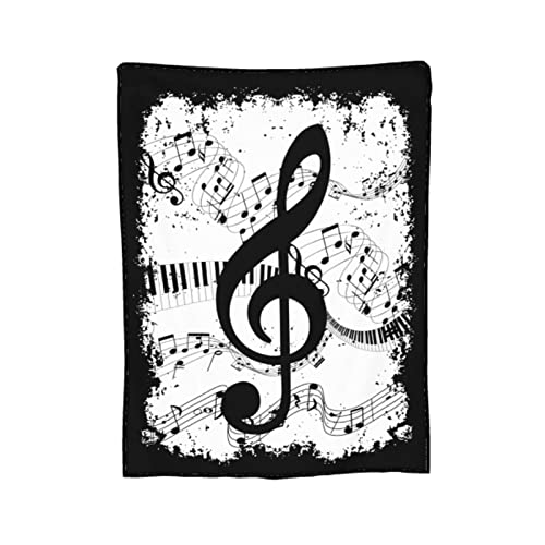 MIBDDK Abstract Music Note with Piano Blanket Flannel Fleece Throw Blankets for Sofa Couch Bed Office All Season 60"X50"