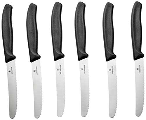 Victorinox Swiss Army Cutlery Swiss Classic Serrated Steak Knife Set, Round-tip, 4.5-Inch, 6-Piece