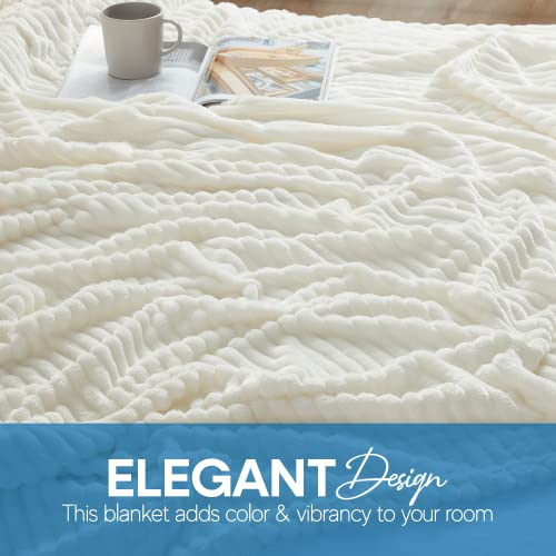 Nestl Soft King Size Blanket – Cozy Bed Blankets King Size, Warm King Blanket, Lightweight King Size Blankets for Bed, Cut Plush Fleece Blanket King Size, White King Size Fuzzy Blanket 108 x 90 Inches