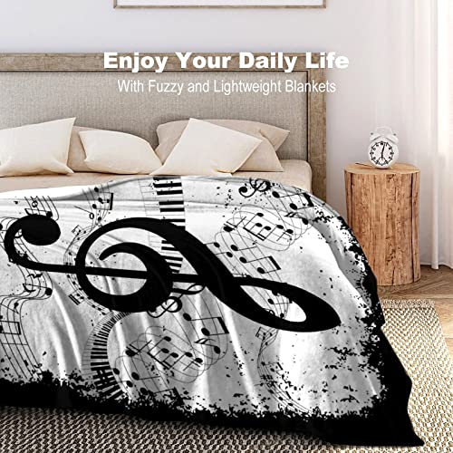 MIBDDK Abstract Music Note with Piano Blanket Flannel Fleece Throw Blankets for Sofa Couch Bed Office All Season 60"X50"