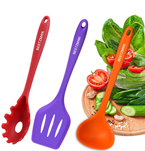 Kitchen Utensil Set - 11 Cooking Utensils - Colorful Silicone Kitchen Utensils - Nonstick Cookware with Spatula Set - Colored Best Kitchen Tools Kitchen Gadgets