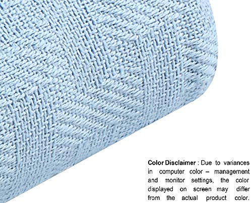 GLAMBURG 100% Cotton Bed Blanket, Breathable Bed Blanket King Size, Cotton Thermal Blankets King Size - Perfect for Layering Any Bed for All Season - Sky Blue