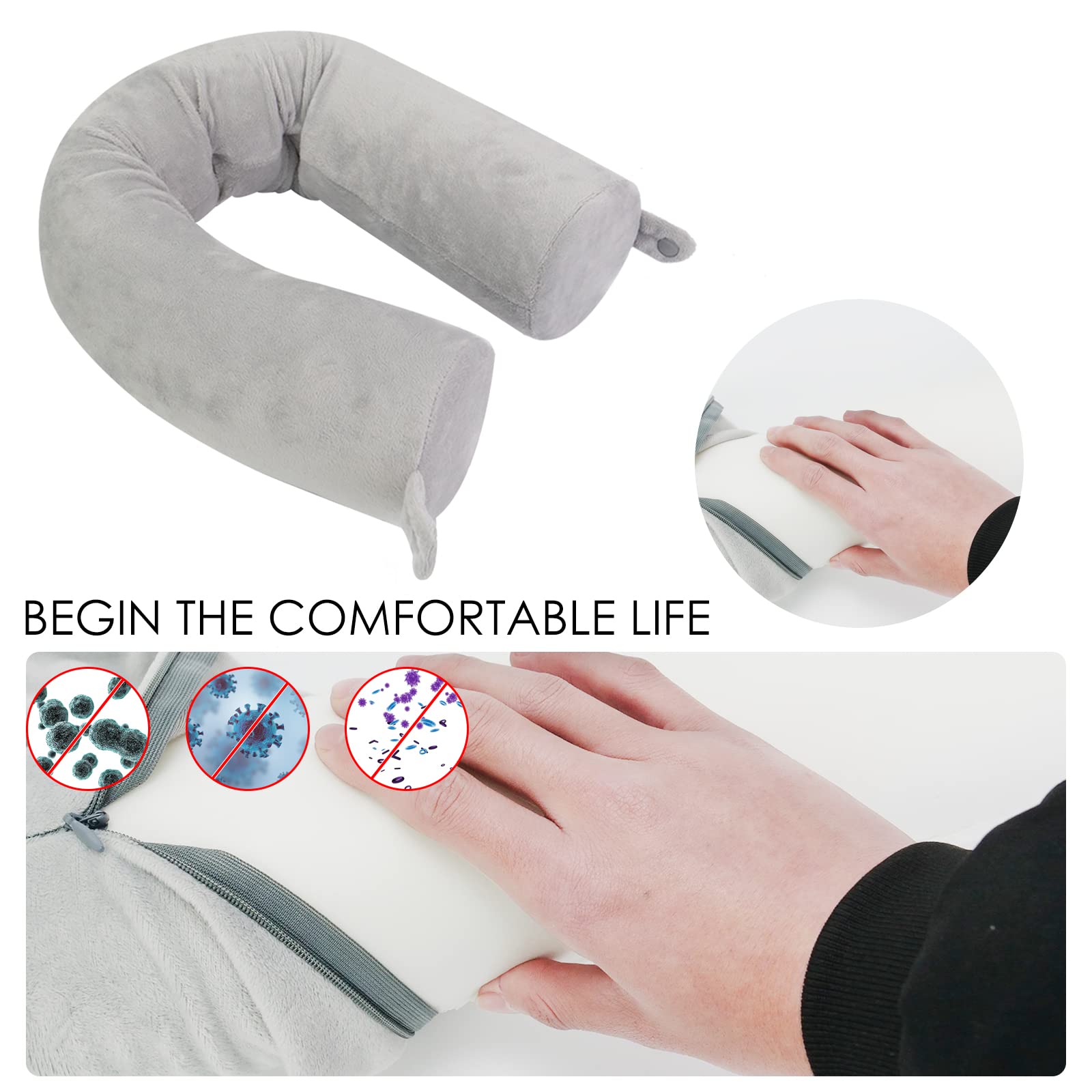 Hxcxrst Travel Pillow-Twist Memory Foam Neck Pillow Support Pillow, Used for Neck, Chin, Waist and Leg Support-Suitable fo Airplanes, Buses, Trains.
