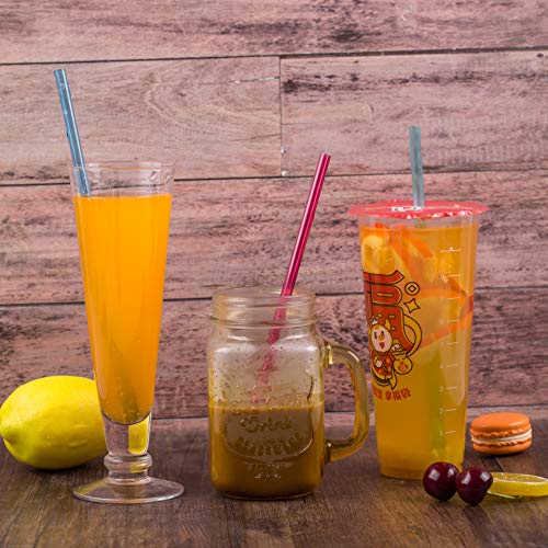 12 Pieces 11 Inches Reusable Plastic Straws for Tall Cups and Tumblers, BPA-Free Unbreakable Clear Colored Replacement Drinking Straws with 1 Cleaning Brush, Not Dishwasher Safe
