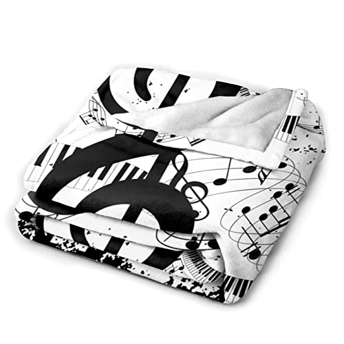 MIBDDK Abstract Music Note with Piano Blanket Flannel Fleece Throw Blankets for Sofa Couch Bed Office All Season 60"X50"
