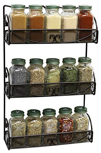 DecoBros 3 Tier Wall Mounted Spice Rack, Bronze