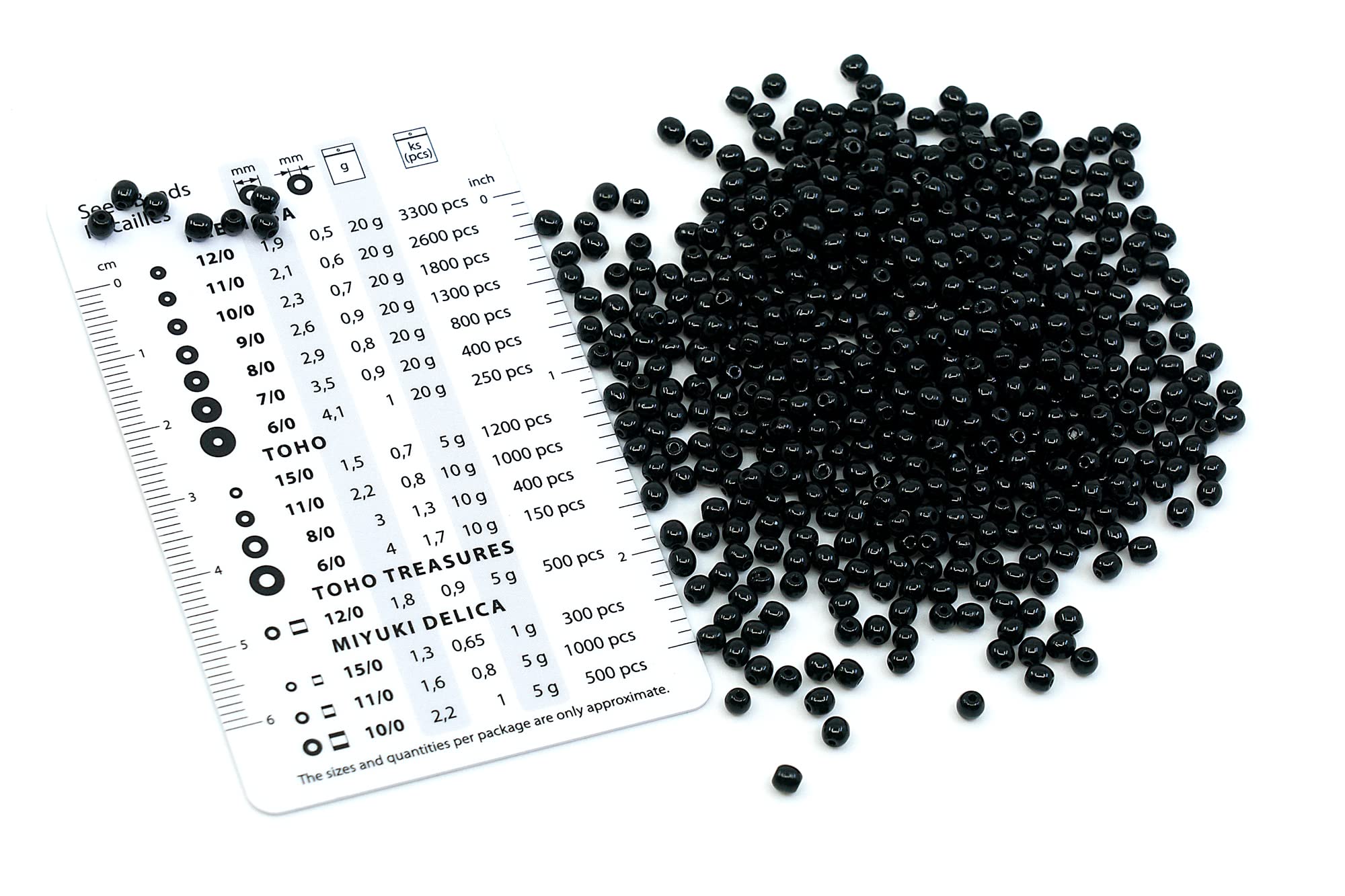 275 pcs Set of Czech Round Glass Beads, Jet Black - 3mm (100pcs), 4mm (100pcs), 6mm (50pcs), 8mm (25pcs) kit for Jewelry Making