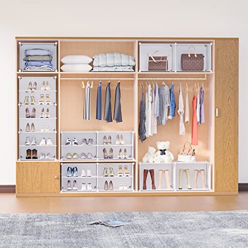 Neprock 20-Pack White Shoe Slots Organizer Bundle with 6 Tier White Shoe Rack Organizer