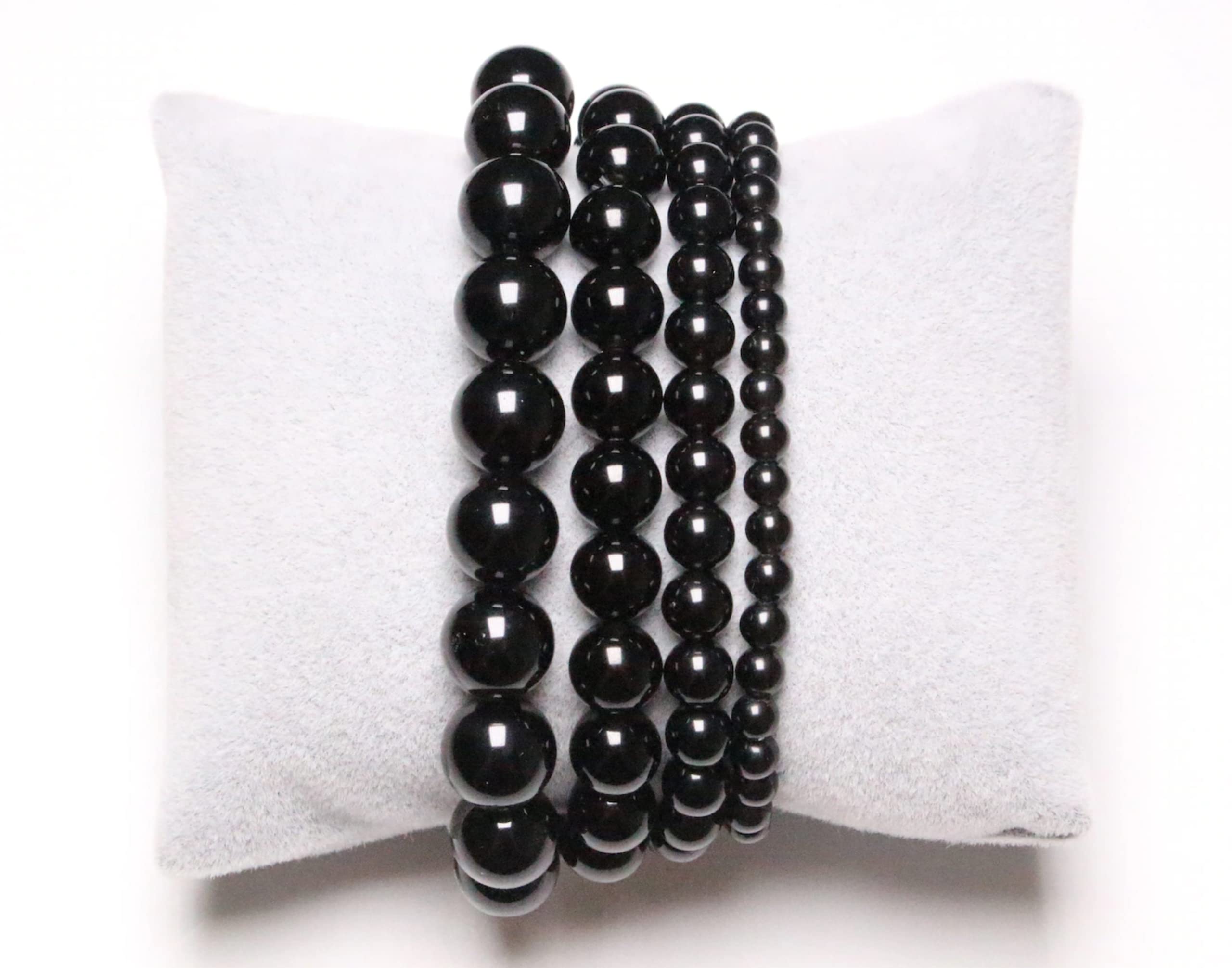 275 pcs Set of Czech Round Glass Beads, Jet Black - 3mm (100pcs), 4mm (100pcs), 6mm (50pcs), 8mm (25pcs) kit for Jewelry Making