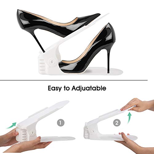 Neprock 20-Pack White Shoe Slots Organizer Bundle with 6 Tier White Shoe Rack Organizer