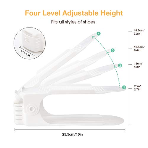 Neprock 20-Pack White Shoe Slots Organizer Bundle with 6 Tier White Shoe Rack Organizer
